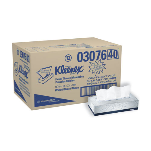 KLEENEX White 2-Ply Facial Tissue in Flat Box, Convenience Case ( 3076 ...