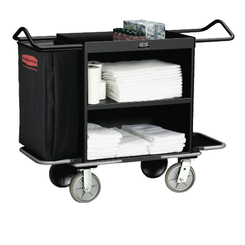 Black High-Capacity Metal Housekeeping Cart ( 9T62 BLA) | HomElectrical.com