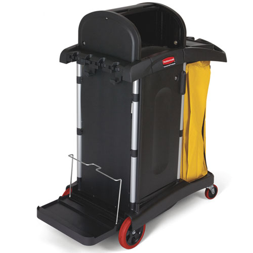 Black Janitor Cart w/ Locking Cabinet Doors ( 9T75) | HomElectrical.com