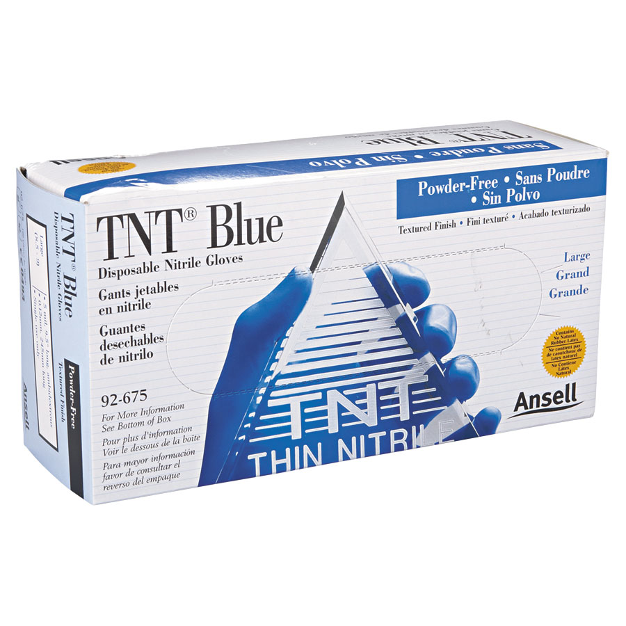 Ansell Large 5 Mil TNT Blue Disposable Gloves (Ansell 92-675-L ...
