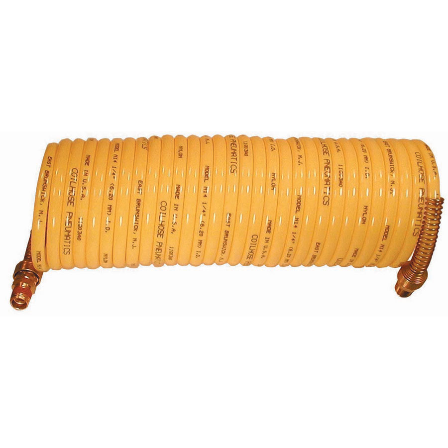 Yellow Nylon Self-Storing Air Hoses 1/4"x25' ( N14-25B) | HomElectrical.com