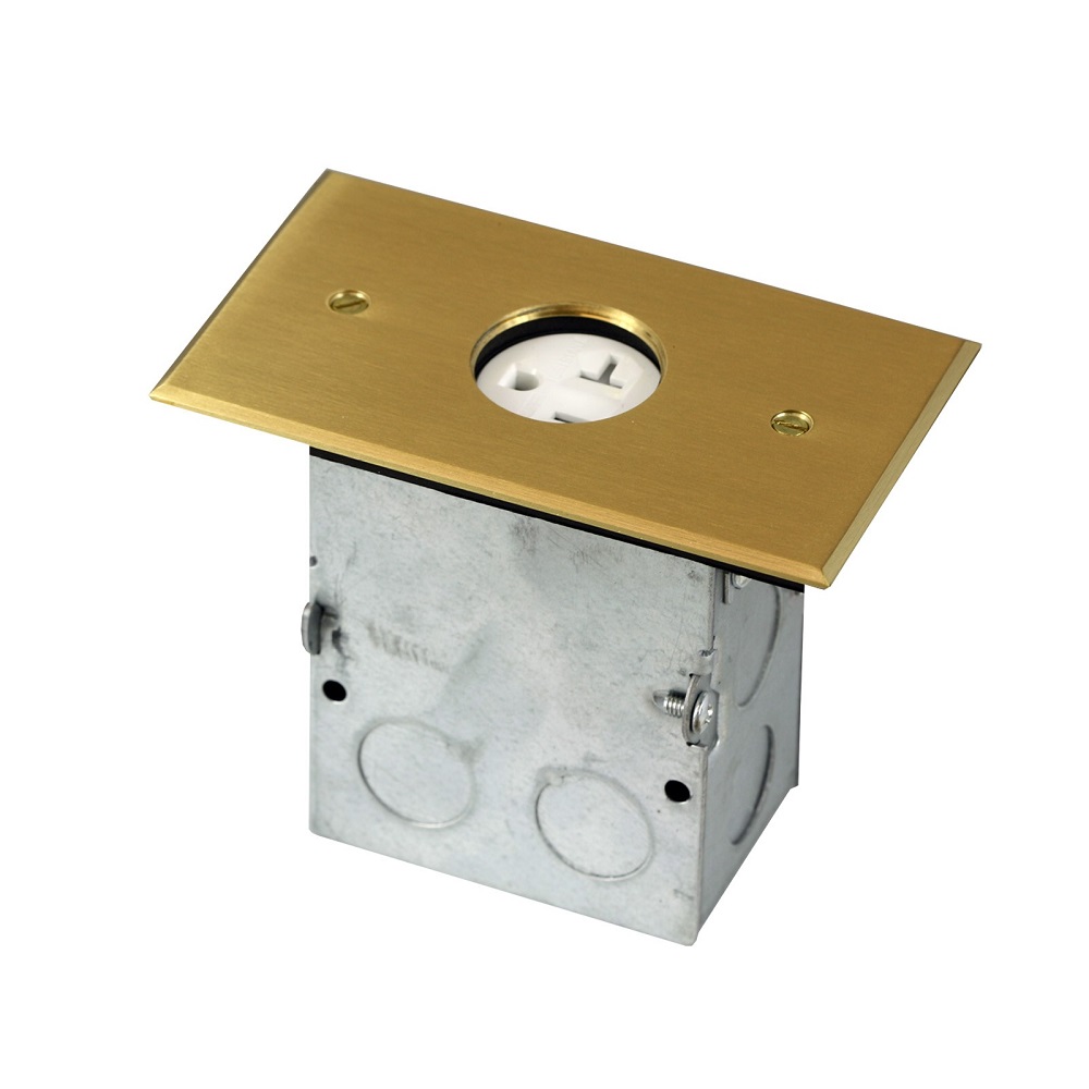 Enerlites Brass 1-Gang Floor Box w/ 20A TRWR Receptacle (Enerlites ...