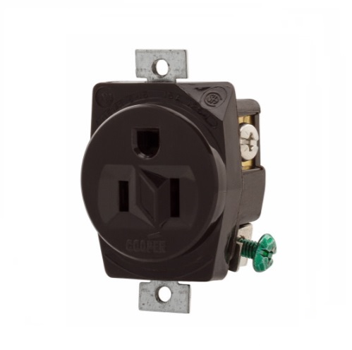 Eaton Wiring 15 Amp Single Receptacle, Panel Mount, Brown (Eaton Wiring ...
