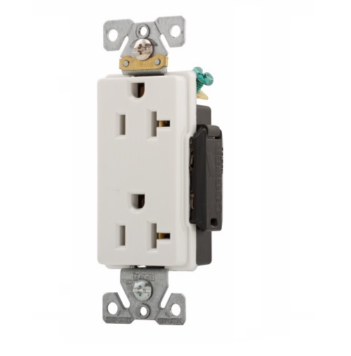 Eaton Wiring 20 Amp Premium Decora Duplex Receptacle, Flush Mount ...