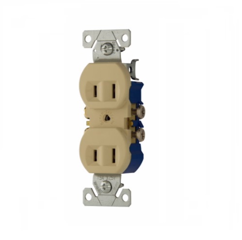 Eaton Wiring 15 Amp Duplex Receptacle, Non-grounded, NEMA 1-15R, Ivory ...