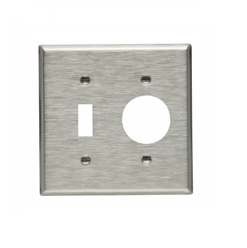 Eaton Wiring Standard Combination Wall Plate, 2-Gang, Stainless Steel ...