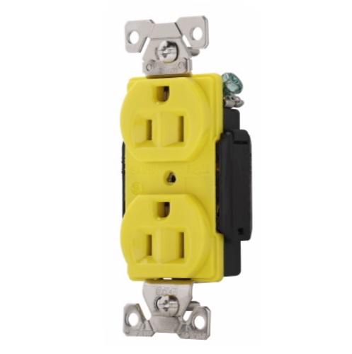 Eaton Wiring 15 Amp Duplex Receptacle, Auto Ground , Yellow (Eaton ...