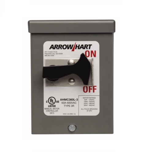 Eaton Wiring 60 Amp Motor Control Toggle Switch, NEMA 3R, 600V, Grey ...