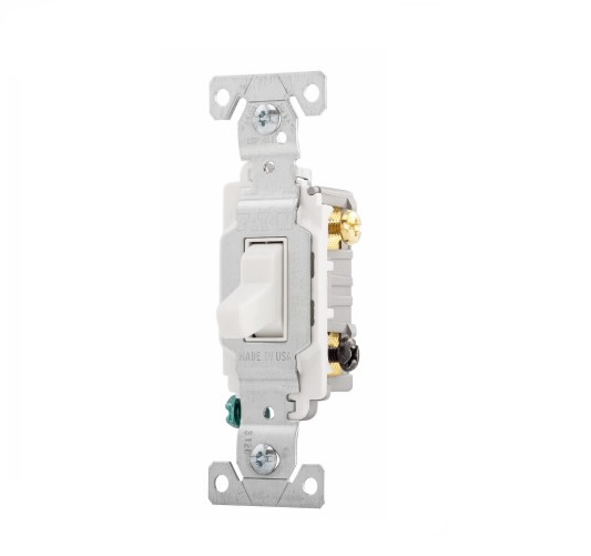 Eaton 20 Amp Toggle Switch, 3-Way, Commercial, White (Eaton CS320W ...