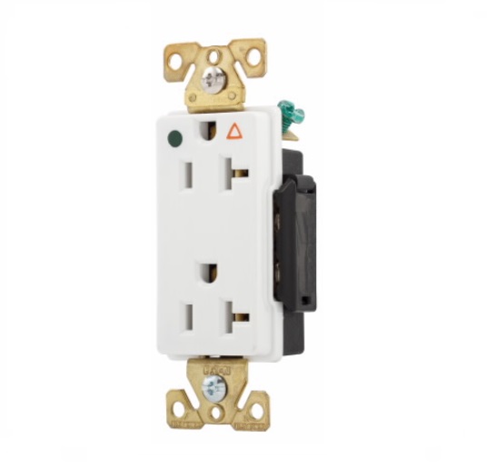 Eaton 20 Amp Decora Duplex Receptacle w/ Terminal Guards, Isolated ...