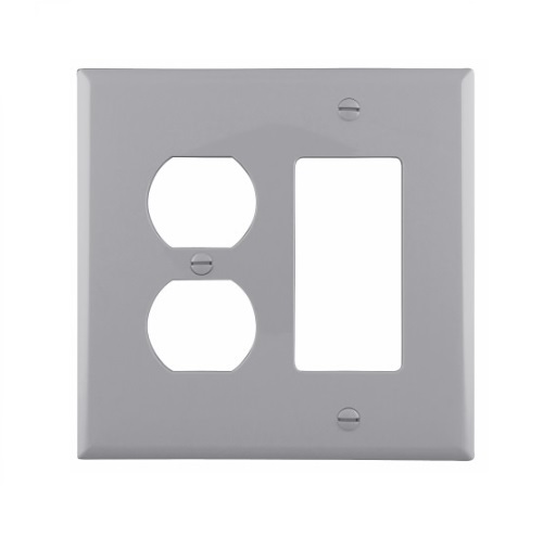 Eaton Wiring 2-Gang Combination Wall Plate, Mid-Size, Duplex & Decora ...