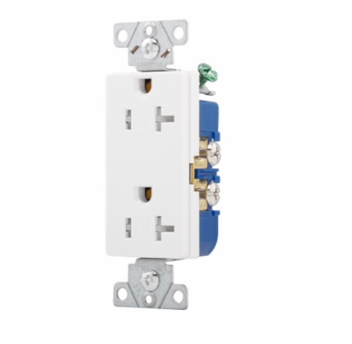 Eaton Wiring 20 Amp Duplex Receptacle, Decora, Tamper Resistant, White ...