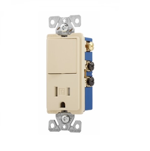 Eaton 15 Amp Decora Switch w/ Receptacle, Tamper Resistant, Ivory ...