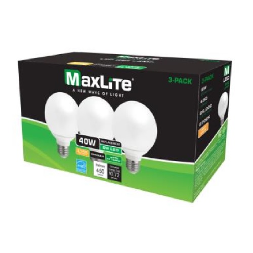 MaxLite 6W G25 2700K Dimmable (MaxLite 6G25DLED27) | HomElectrical.com