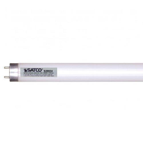 Satco 4-ft 12W LED T8 Tube, Ballast Compatible, Dimmable, G13, 1700 lm, 3000K (Satco 12T8/LED/48 ...