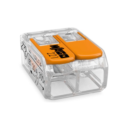 Wago Compact Splicing Wire Connector, 2 Conductor, Up to 12 AWG, Orange ...