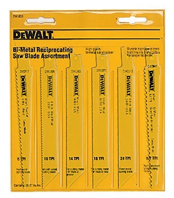 Dewalt 6 Piece Wood/Metal Cutting Reciprocating Saw Blade Set (Dewalt ...