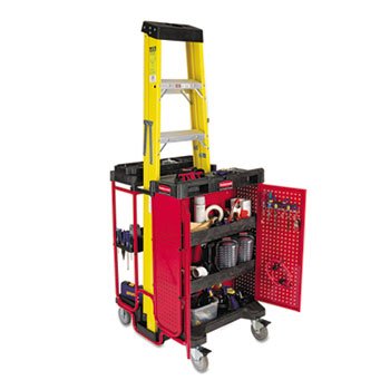 Rubbermaid Black/Red 500 lb Capacity Ladder Cart w/ Cabinet (Rubbermaid ...