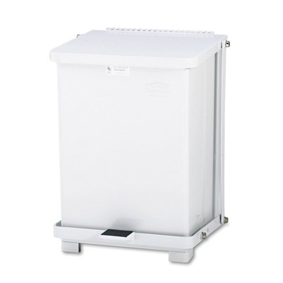 Rubbermaid Defenders Biohazard Step Can, Square, Steel, 7 Gallon, White ...