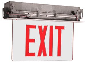 GP Edge Lit Recessed Exit Sign w/ White Housing, Red Letter (GP 02 ...