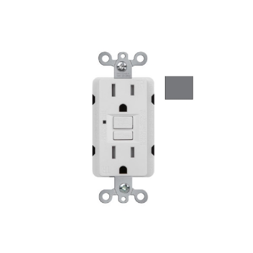 Aida 15A GFCI Receptacle w/ LED Light, Self-Test, TR, 120V, Gray (Aida ...