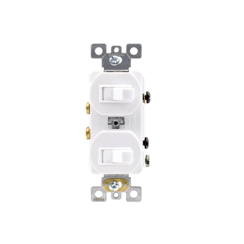 Aida 15A Combination Toggle Switch, (2) Single Pole, 120V, White (Aida ...