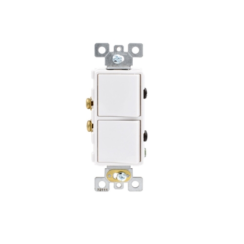 Aida 15A Combination Decora Switch, (2) Single Pole, 120V, White (Aida ...