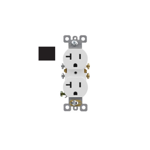 Aida 20A Duplex Receptacle, Side Wire, 125V, Black (Aida 030116 ...