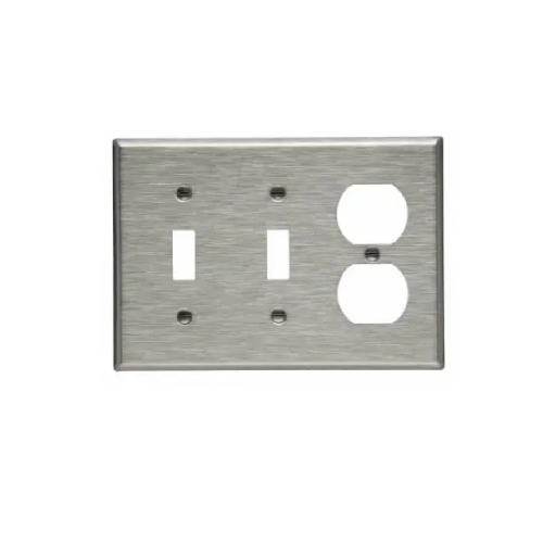 Aida 3-Gang Combination Wall Plate, Duplex & Toggle, Stainless Steel ...