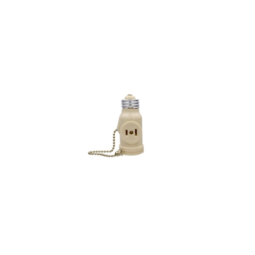 Aida 660W Socket Adapter w/ Pull Chain, E26, 125V, Ivory (Aida 120022 ...