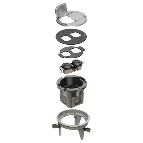 Arlington Drop In Floor Box Kit w/ Flip Lid & Receptacle, Metallic ...