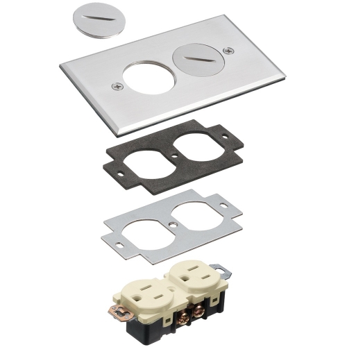 Arlington 1-Gang Cover w/ Threaded Plug & Receptacle, Metal, Nickel ...