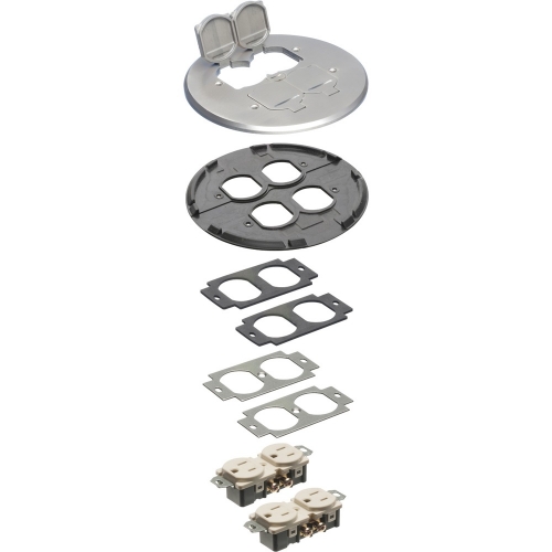 Arlington 2-Gang Trim Kit w/ Flip Lid & Receptacle for Steel Box, Round ...