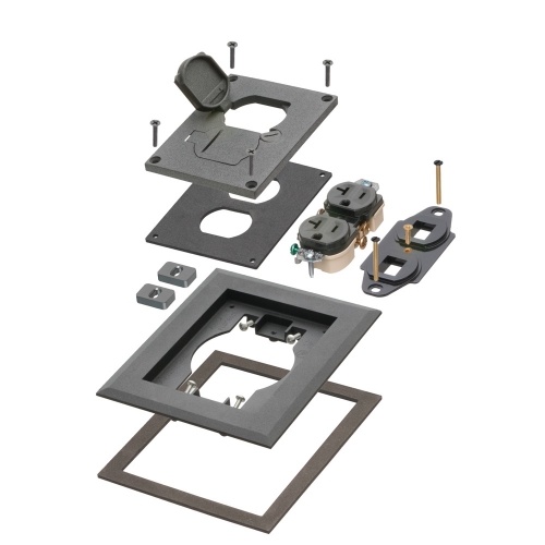 Arlington 1-Gang Frame Kit w/ Flip Lids & Receptacle for Gangable Box ...