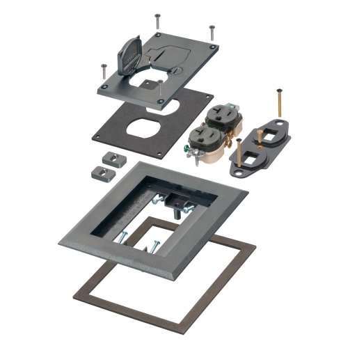 Arlington 1-Gang Frame Kit w/ Flip Lids & Receptacle for Gangable Box ...
