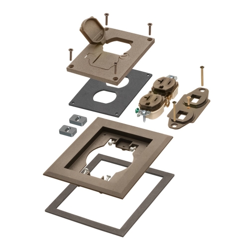 Arlington 1-Gang Frame Kit w/ Flip Lids & Receptacle for Gangable Box ...
