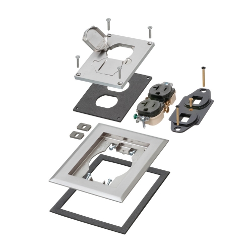 Arlington 1-Gang Frame Kit w/ Flip Lids & Receptacle for Gangable Box ...