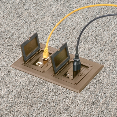 Arlington 2-Gang Frame Kit w/ Flip Lid & Receptacle for Gangable Box ...