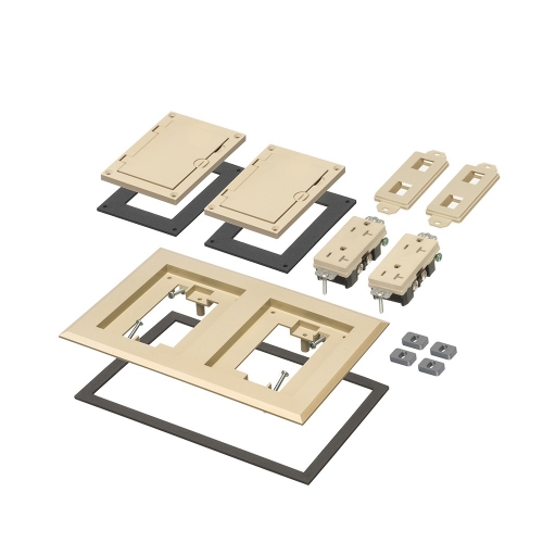 Arlington 2-Gang Frame Kit w/ Flip Lid & Receptacle for Gangable Box ...