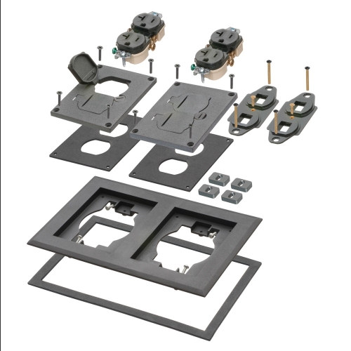 Arlington 2-Gang Frame Kit w/ Flip Lids & Receptacle for Gangable Box ...