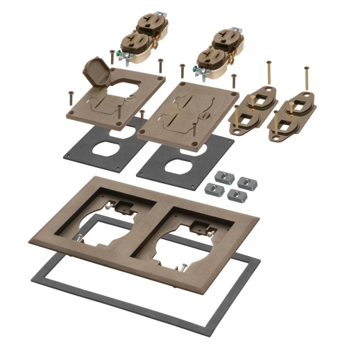 Arlington 2-Gang Frame Kit w/ Flip Lids & Receptacle for Gangable Box ...