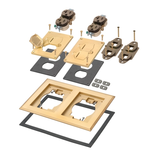 Arlington 2-Gang Frame Kit w/ Flip Lids & Receptacle for Gangable Box ...