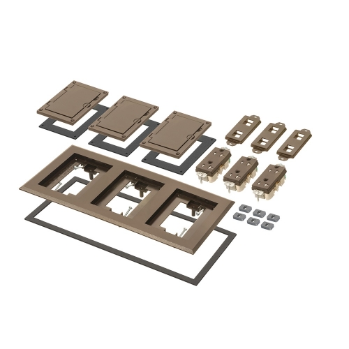 Arlington 3-Gang Frame Kit w/ Flip Lid for Gangable Box, Brown ...