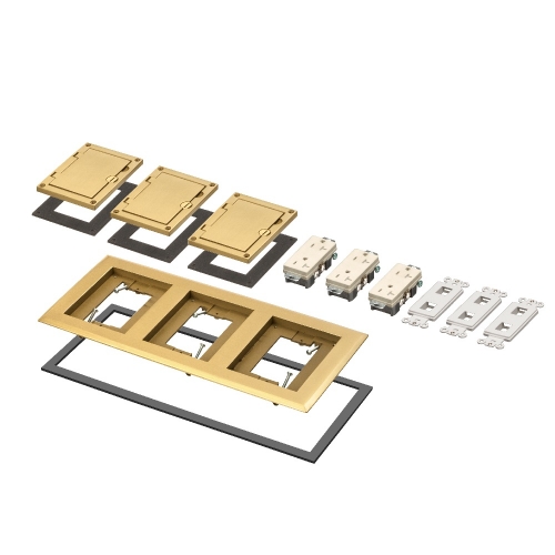 Arlington 3-Gang Frame Kit w/ Flip Lid for Gangable Box, Brass ...