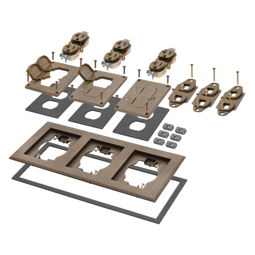 Arlington 3-Gang Frame Kit w/ Flip Lids & Receptacle for Gangable Box ...