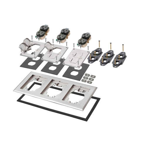 Arlington 3-Gang Frame Kit w/ Flip Lids & Receptacle for Gangable Box ...
