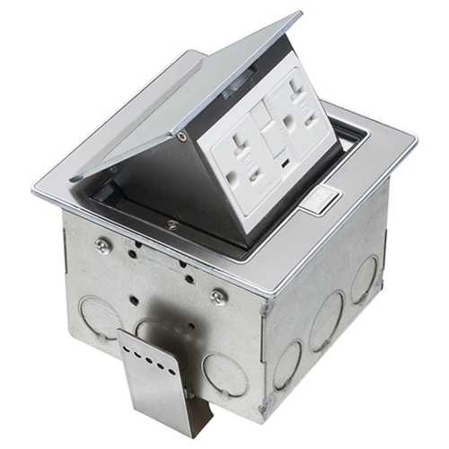 Arlington Pop Up Floor Box Kit w/ GFCI Receptacle, Steel, Stainless ...