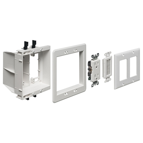 Arlington 2-Gang Recessed TV Box Kit w/ Brush Cable Entry Device ...