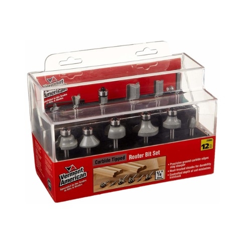 Vermont American 12 pc. Router Bit Set, Carbide Tipped, 1/4-in Shank ...