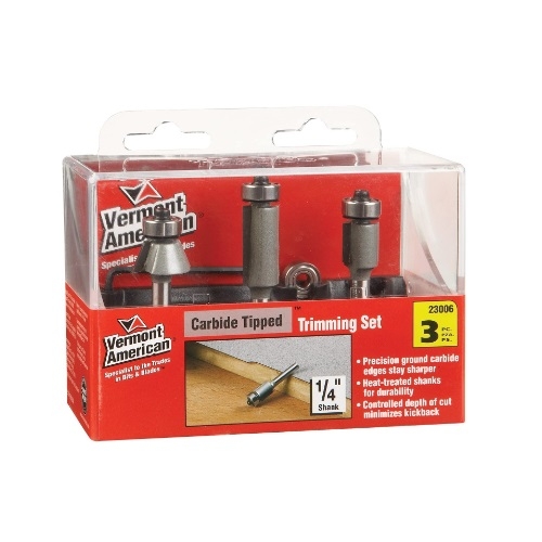 Vermont American 3 pc. Trimming Router Bit Set, Carbide Tipped, 1/4-in ...